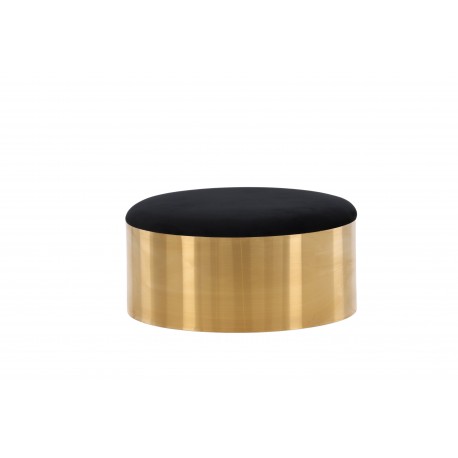 Elegant Puff Pouf i Sort Velour og Guld