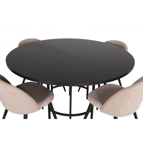 Copenhagen Rundt Spisebordssæt - Sort & Beige