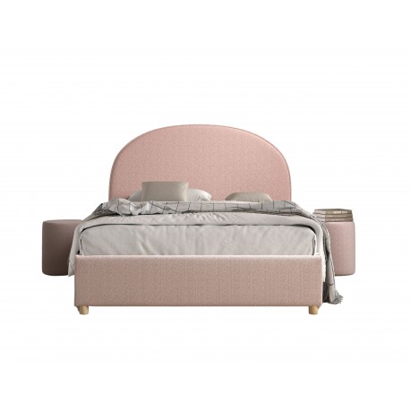 Seng med opbevaring 140x200 i lyserød bouclé – Moon