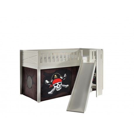 Halvhøj seng med rutsjebane – Scott sæt i hvid 90x200