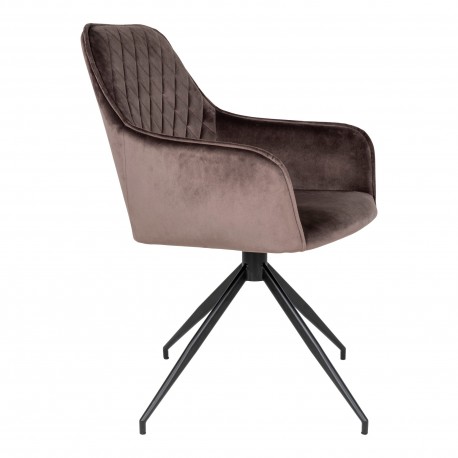 Harbo Spisebordsstol m. Drejefod - Drejestol i mushroom velour HN1208
